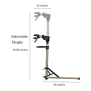 LONABR Adjustable Bike Repair Stand Foldable Bicycle Mechanics Stand Portable Bike Workstand for Home or Professional Team Use with Plate Tools Holder Support 60LBS