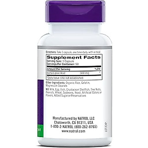 Natrol Alpha Lipoic Acid 300 Milligrams - 50 Caps (Packs of 3)