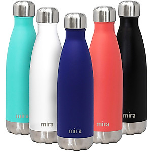MIRA 17 Oz Stainless Steel Vacuum Insulated Water Bottle - Double Walled Cola Shape Thermos - 24 Hours Cold, 12 Hours Hot - Reusable Metal Water Bottle - Leak-Proof Sports Flask - Matte Dark Blue