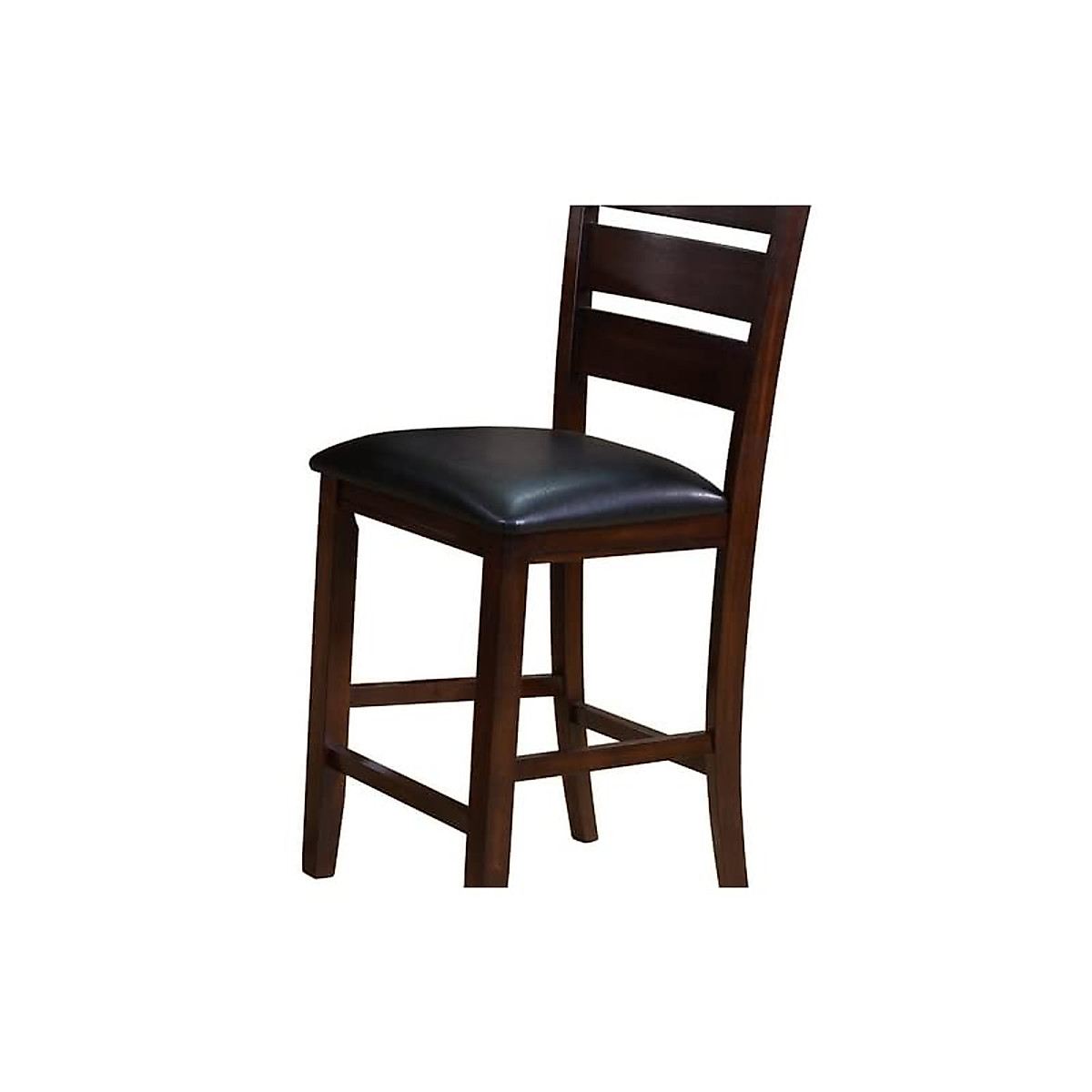 Benjara Leatherette Wooden Counter Chair with Ladder Back, Set of 2, Brown