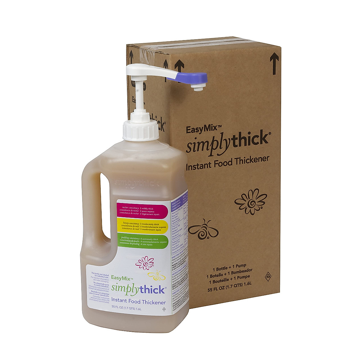 SimplyThick EasyMix | 302 Servings | Gel Thickener for those with Dysphagia & Swallowing Disorders | Won't Alter The Taste of Liquid | Easy to Prepare | Large 55 Fl Oz Bottle with Pump