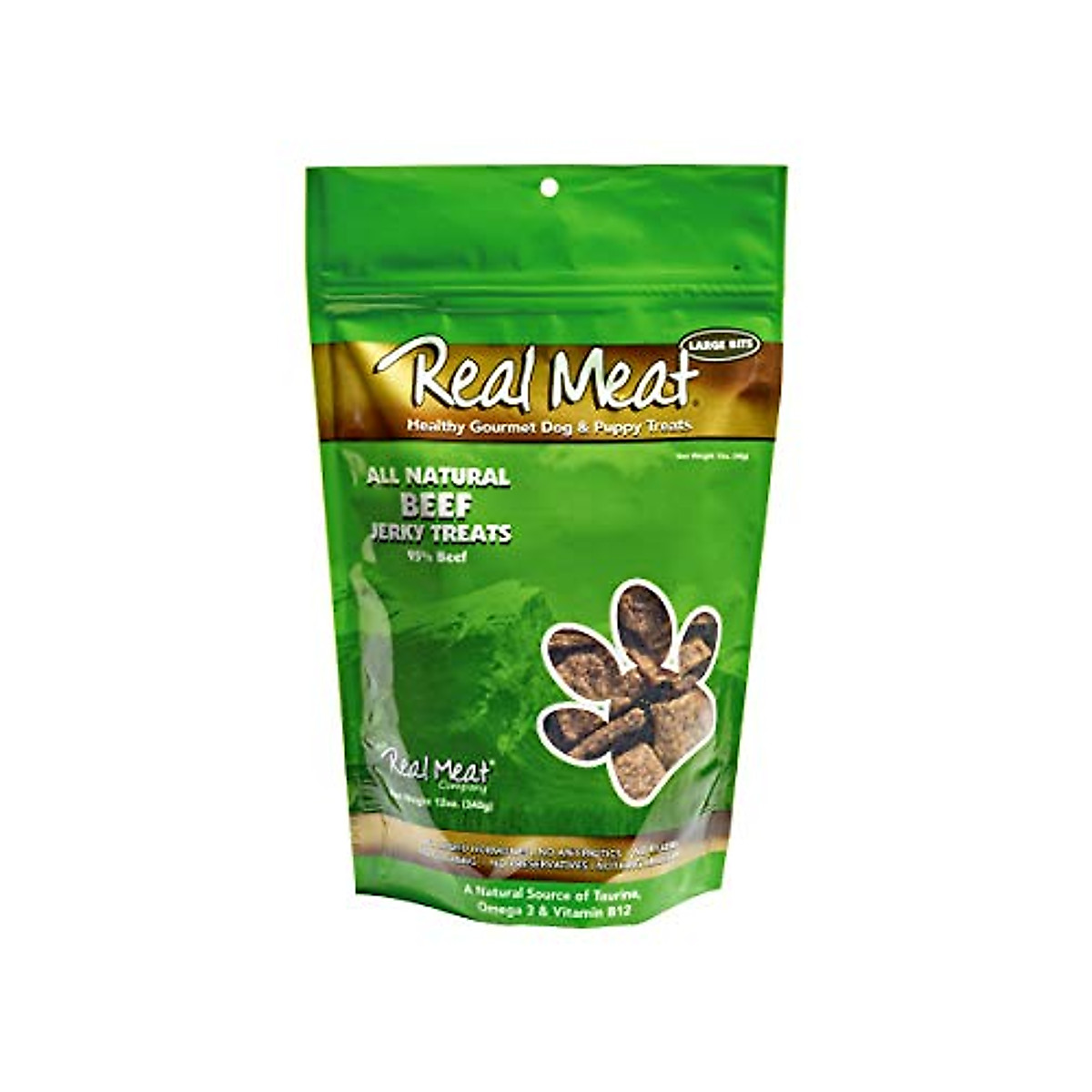 Real Meat Air-Dried Jerky Treats, Free-Range, All-Natural (Beef, 12oz)