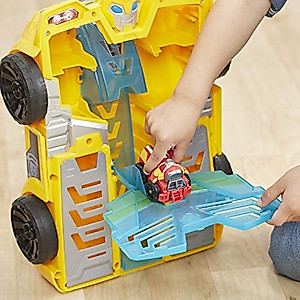 Playskool Heroes Transformers Rescue Bots Academy Bumblebee Track Tower 14" Playset, 2-in-1 Converting Robot, Collectible Toys for Kids Ages 3 & Up