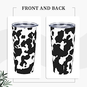 Yaxongx 20oz Tumbler Cow Skin Pattern Double Wall Vacuum Insulated Coffee Mug with Lid and Metal Straw Brush Reusable Stainless Steel Water Bottle Travel Cup Gifts for Car Ice Drinks Hot Beverage
