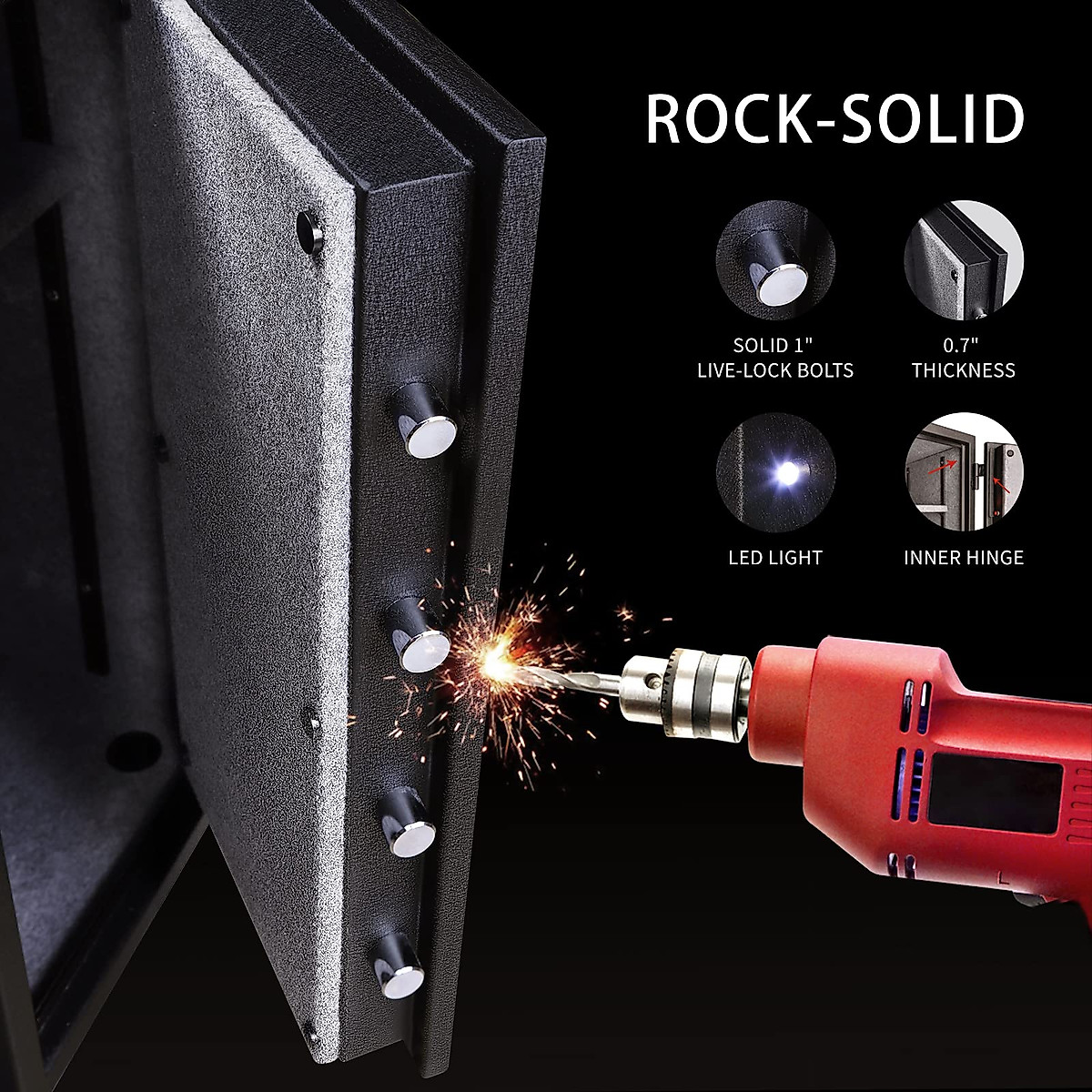 TIGERKING Safe Box,Fireproof Safe,3.47 Cubic Feet,Large Steel Money Safe Home Safe with Digital Lock for Home and Office Black