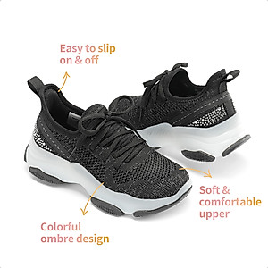 DREAM PAIRS Girls Slip-On Sneakers Kids Sparkle Pop Lightweight Jelly Sole Walking Shoes,Size 13 Little Kid,Black,SDFS2303K