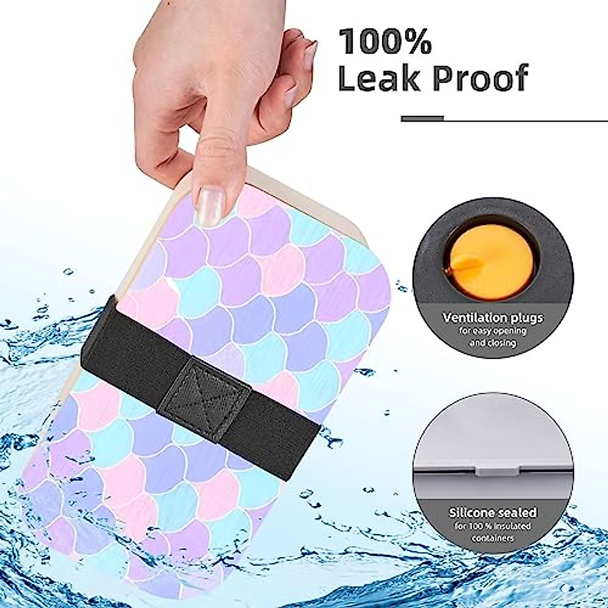 Mermaid Tattoo Adult Lunch Box, Bento Box, With Cutlery Set Of 3, 2 Compartments, Rectangular, Lunch Box For Adults