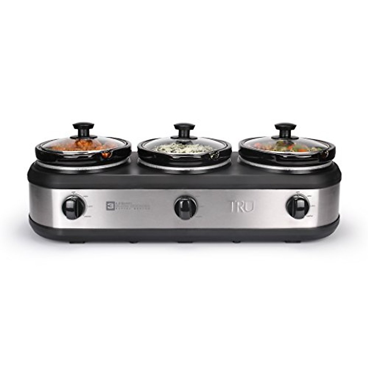 TRU Triple Buffet Server, 3 2-1/2-Quart Removable Inserts, Silver