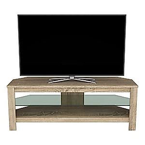 AVF CA115GOX-A Stand, Rustic Sawn Oak with Glass Shelf, Sizes – 27”, 32”, 37”, 39”, 40”, 42”, 46”, 47”, 50”, 55”. for TVs with Wide feet, Please Measure to Assure fit