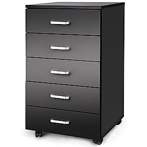 TUSY 5 Storage Drawers, Dresser with Cabinet Storage, Mobile Chest of Drawers for Bedroom,Home Office, Living Room