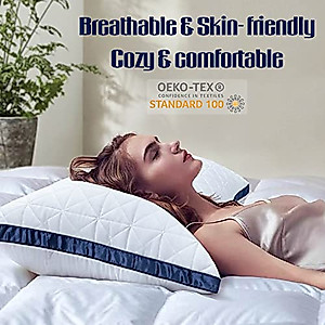 Slybear Pillows Standard Size Set of 2 - Cooling Hotel Luxury Bed Pillows for Sleeping 2 Pack, Supportive Breathable Down Alternative Gusset Pillow