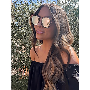 DIFF Becky II Designer Cat Eye Sunglasses for Women UV400 Polarized, Himalayan Tortoise + Toupe Flash Mirror