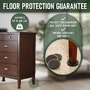 Heavy Duty Furniture Moving System with Lifter Tool and 4 Sliders - Easy Furniture Moving and Lifting Set - Safe for Hardwood Floors and Carpet - Supports Up to 900 lbs