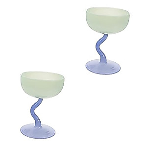 NOLITOY 2pcs Trifle Dish Bowls Home Cereal Glass Frodge Cream Sundae Blue Yogurt Footed Glasses Party Salad Wedding Ice Mousse Mini for Cocktail Parfait Small Glass Ice Cream Cups