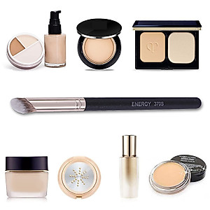 ENERGY Angled Flat Concealer Brush Under Eye Concealer Nose Contour Brush for Bronzer Liquid Foundation Cream Cosmetic Press Powder Concealer Palette Blending Buffing Stippling Brush Small 370S