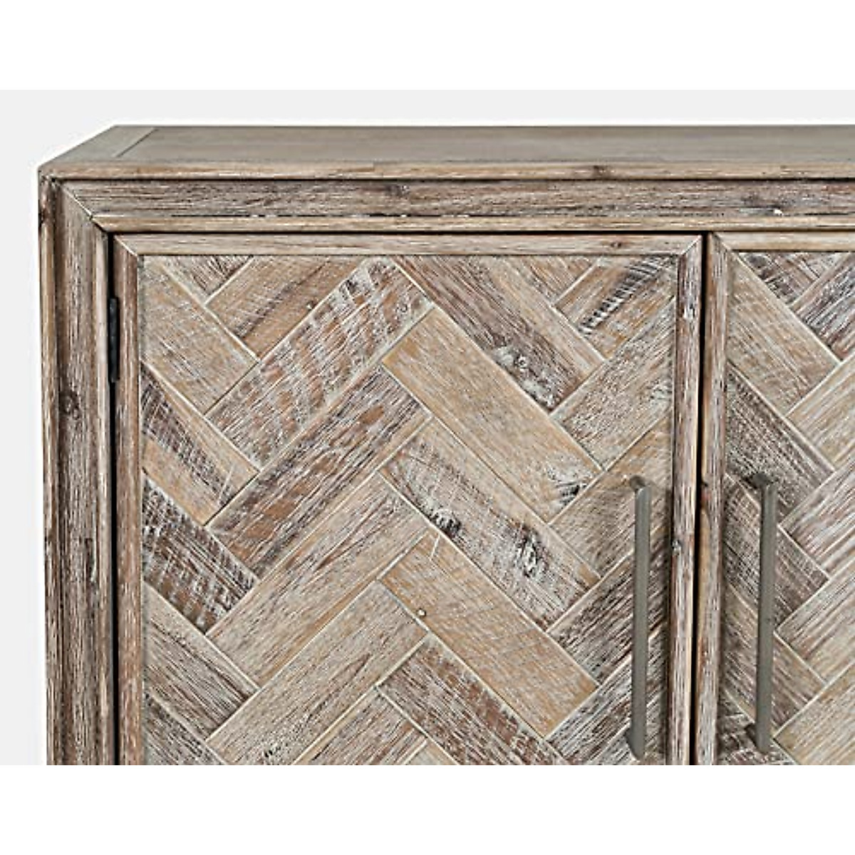 Jofran Gramercy Mid-Century Modern Chevron Two Door Accent Chest Cabinet, 40", Grey Wash