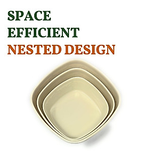 GODAGE 6-Piece Melamine Food Storage Containers with Airtight Lids, Nesting Bowl Set, Stackable & Unbreakable, BPA-Free, Dishwasher & Freezer Safe (Square)