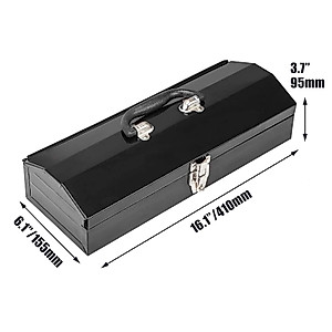 Torin ATB102B 16" Hip Roof Style Portable Steel Tool Box with Metal Latch Closure, Black