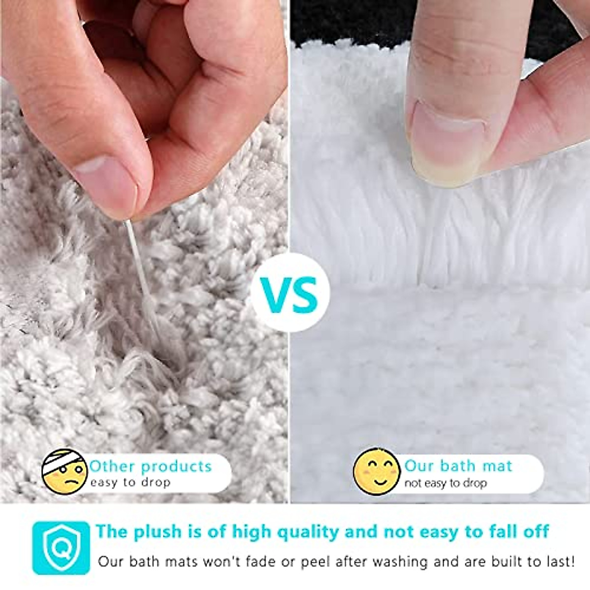 WEIDUOYI Microfiber Bathroom Rugs, Non-Slip Shaggy Soft Bath Rug, Thick Plush Bathroom Mat, Ultra Absorbent and Machine Washable Dry Bath Mats for Bathroom, (16" x 24", Black)