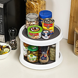 2 Tier 10-Inch Turntable Lazy Susan Spice Organizer - Rotating Rack Spinner for Table Top, Pantry, Medicine Cabinet Organization Storage - Kitchen, Fridge, Bathroom, Vanity Makeup Organizing
