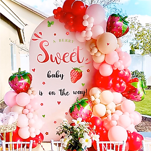 Strawberry Baby Shower Decorations Sign for Backdrop Berry Baby Gender Party Decal A Berry Sweet Baby is On The Way Decor Balloon Arch Decal Baby Girl Party Welcome Sign Newborn Pregnancy Party Supply