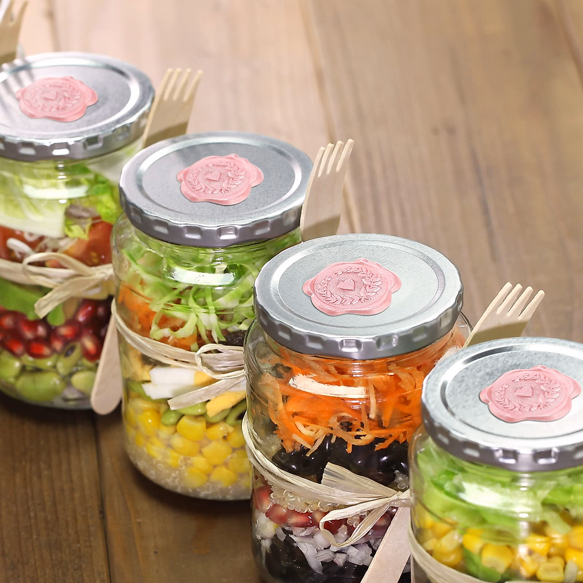 Wax Seal Stickers Heart Embossed Stickers for Wedding Marriage Engagement Envelope Invitation Card Baby Shower (60 Pieces)