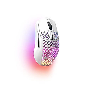 SteelSeries Aerox 3 Wireless - Super Light Gaming Mouse - 18,000 CPI TrueMove Air Optical Sensor - Ultra-lightweight 68g Water Resistant Design - 200 Hour Battery Life – Snow