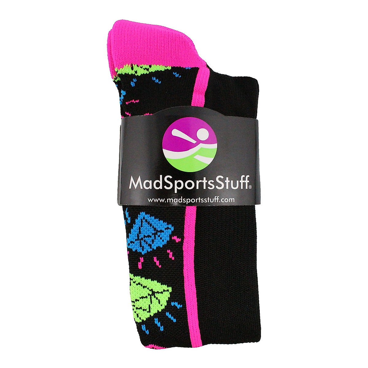 Crazy Socks with Diamonds Over the Calf (Black/Multi-Neon, Small)