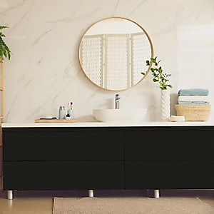 Yancorp Matte Black Wallpaper Plain Vinyl Film Self-Adhesive Shelf Liner Drawer Peel-Stick Countertop Removable (16"x194", Black)