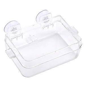 Hffheer Reptile Feeder Anti-Ese Amphibians Feeder Dish Food Water Bowl Translucent Feeding Basin with Suction Cup for Tortoise Gecko Snakes Lizard
