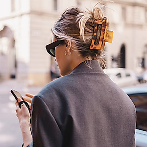 Lolalet 8 Colors Hair Clips Claw Clips Hair Claw Clips, 2 Styles Nonslip Medium Large Jaw Clip for Women Girls, 4 Square Matte and 4 Bright Acrylic Hair Clamps for Thick Thin Fine Long Hair -Style A