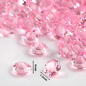 OUTUXED 1500pcs Pink Diamonds 0.3"(8mm) Crystal Gems Plastic Decor Vases Filler Light Crystal Clear Diamond for Party Decoration Table Scattering Wedding Bridal Shower