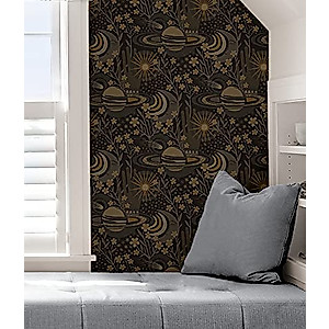 Pip & Lo PLS4210 Black Ethereal Cosmos Peel Stick Wallpaper, Brown