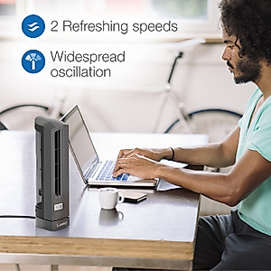 Lasko 4000L 4000 Air Stik Ultra-Slim Oscillating Table Fan for Indoor, Bedroom, Home Office and More, Gray, 14 inches