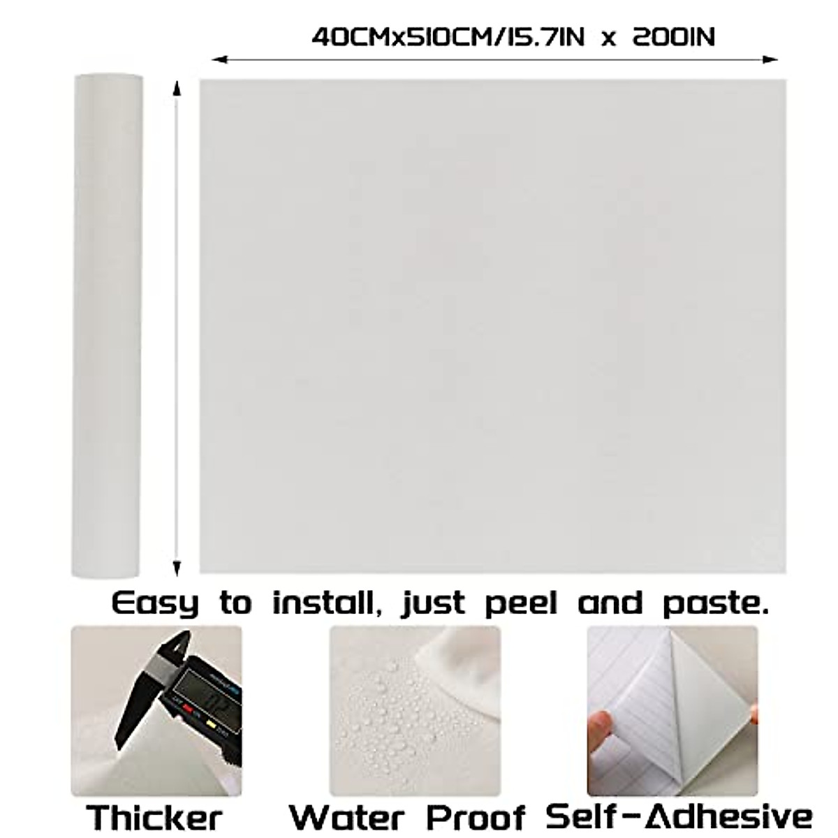 LOVADA Peel and Stick Wallpaper Rice White Silk Wall Paper - 15.7 x 200 Inch Self Adhesive Wallpaper Peel and Stick, Easy to Paste Wall Contact Paper for Stand Liner, Table and Door Makeover Decor