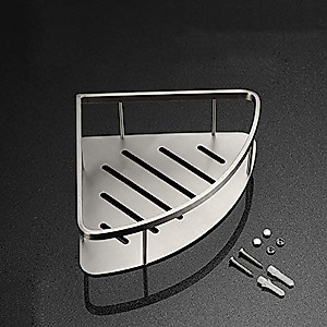 Konhard CS005 Wall Mounted Stainless Steel Bathroom Shower Corner Caddy Rust Proof, Brushed Steel