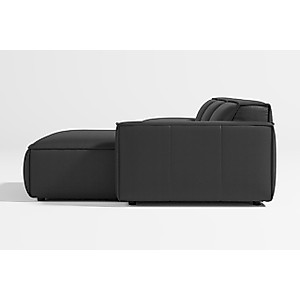 Valencia Nathan Napa Leather Couch - 3 Seats with Right Chaise Sectional Sofa - 100% Full Aniline Leather Modern Sofa for Lounge and Living Room Solid Wood Frame and High-Resilience Foam Couch (Black)