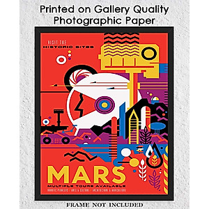 Mars' Space Tourism Astronomy Wall Art: Unique, Boho & Modern Astrology Home Decor for Living Room, Bedroom & Office - Creative Gift Idea for Zodiac, Space, NASA Poster Fans | Unframed Posters 11x14
