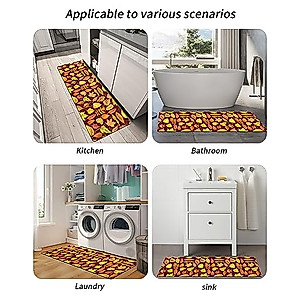 Fall Maple Leaves Bath Mat for Tub,Non Slip Bathroom Floor Runner Rug Quick Dry & Absorbent Diatomaceous Earth Shower Sink Kitchen Washable Doormat,Thanksgiving Autumn Farmhouse Country Rustic 20"x47"