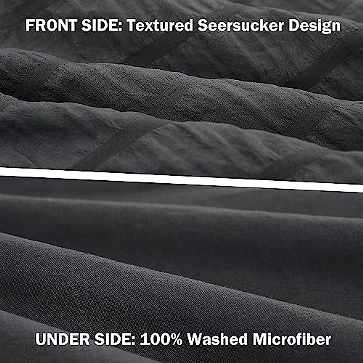 AveLom Dark Grey Comforter Queen Size Set with Sheets - 7 Pieces Bed in a Bag Seersucker Complete Bedding Set, All Season Lightweight Bed Set with Comforter, Sheets, Pillowcases & Shams