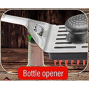 SearPro 4-in1 Grill Brush BBQ Cleaner Scraper Barbecue Tool Accessories Kit Heat Resistant Nylon Bristle Spatula Outdoor Smoker Black Stone Grate Cast Iron Spatula Non-Wire Brush Combo