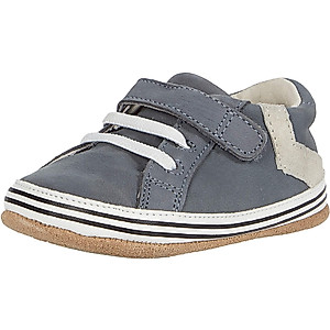Robeez Baby Boys First Kicks, Adam Grey Leather, 9-12 Months
