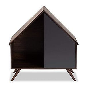 Baxton Studio Pet Houses, Walnut/Grey