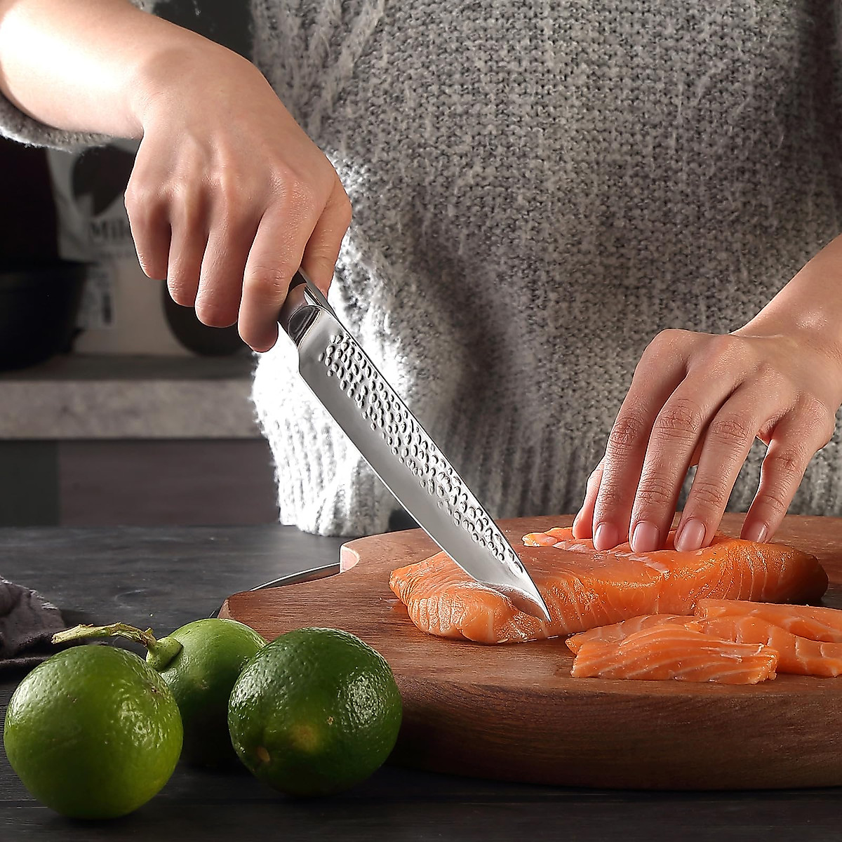 PAUDIN Carving Knife, Sharp 8 Inch Slicing Knife, Premium High Carbon Stainless Steel Forged Blade Brisket Knife with Full Tang Ergonomic ABS Handle, Carving Knife for Meat, Sashimi, Sushi, Roasts