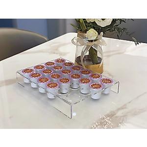 IEEK 2 Pack of 24 Slots Flat Countertop Coffee Pod Holder,K Cup Drawer Holder Organizer for Office and Kitchen,Clear Acrylic K-Cup Organizer Tray,Compatible With KCup Pods