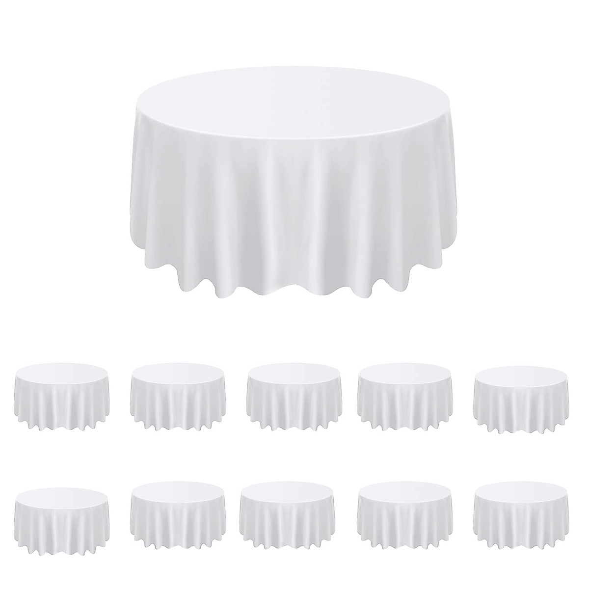 LALAPORT 10 Pack Premium 120" Round Polyester Tablecloth for Wedding/Party/Events/Banquet/Buffet (White)