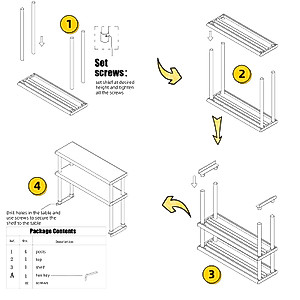 Chingoo Double Overshelf 2 Tier Stainless Steel Shelf 12 x 36 Inch, Weight Capacity 330lb for Prep & Work Table in Restaurant, Home and Kitchen