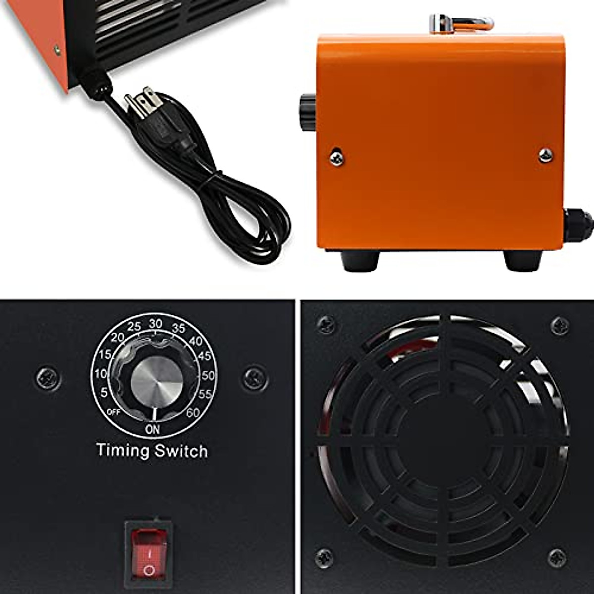 Commercial Ozone Generator 10,000 mg/h, Industrial Ozone Machine Odor Removal, Car Smoke Deodorizer, Portable O3 Purifier for Home Rooms, Air Eliminator for House, Basement, Bar (Orange)