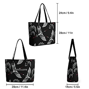 Womens Handbag Bird Crane Leather Tote Bag Top Handle Satchel Bags For Lady