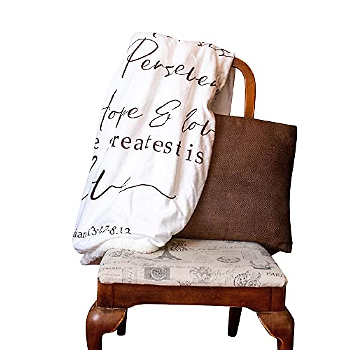 Double Creek 1 Corinthians Love Is Scripture Throw Blanket - Ultra Soft Sherpa Fleece Microfiber Inspirational Comfort Blanket for Bed Couch Chair - Wedding, Anniversary or Get Well Gift for Men Women